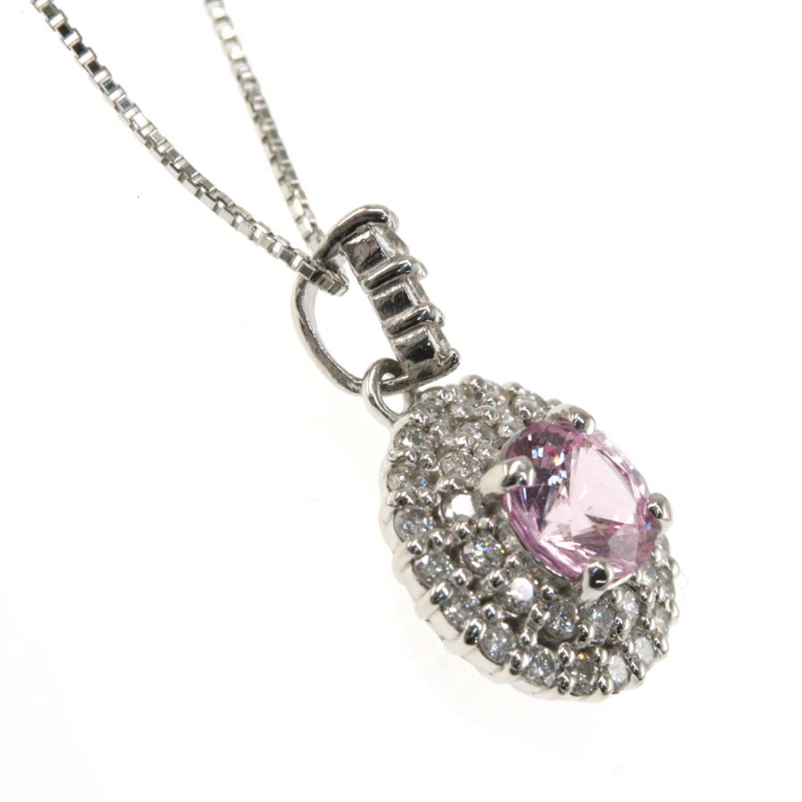 サファイア・ダイヤモンドネックレス・ペンダント/Pt900-Pt850-3.4g/SA0.61ct/FD:0.30ct/プラチナカラー ピンク /RF3 h220708/450145 : リ ...