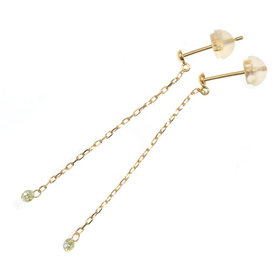2P・ダイヤモンド チェーンピアス/K18YG/750-0.3g/0.06ct/FD:0.06ct/イエローゴールド 翌日配送可/h220616/444689 : paja1592l : リ ...