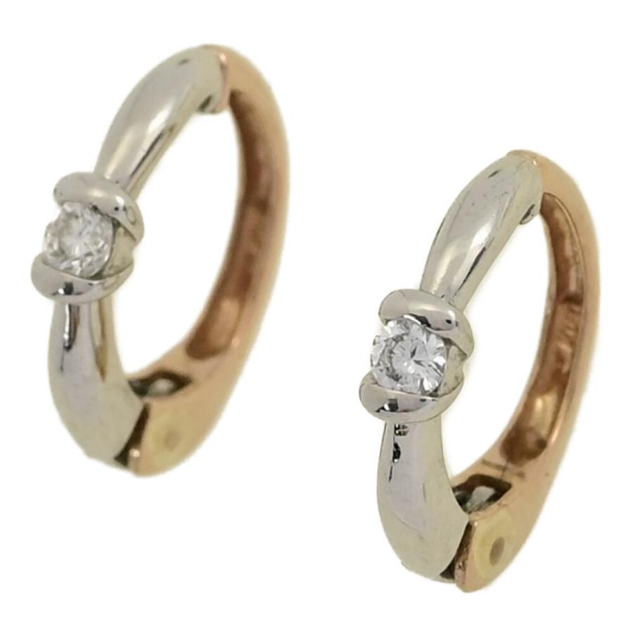 0.02ct/FD:0.02ct/2P・フープ イヤーカフ イヤリング/K18/750×Pt900コンビ-5:5-1.3g/ピンクゴールド×プラチナ/B2/h240912/532495 ...