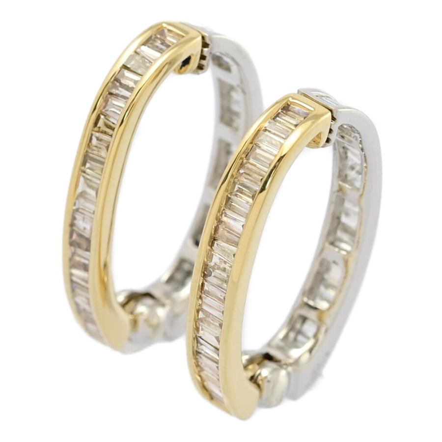 0.45ct/FD:0.45ct/フープ ダイヤモンド イヤリング イヤーカフ/K18/750×Pt950-5:5-5.9g/イエローゴールド×プラチナ/プレゼント/h250424 ...