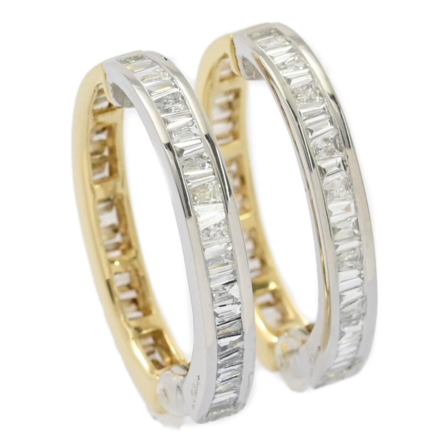 0.45ct/FD:0.45ct/フープ ダイヤモンド イヤリング イヤーカフ/K18/750×Pt950-5:5-5.9g/イエローゴールド×プラチナ/プレゼント/h250424 ...