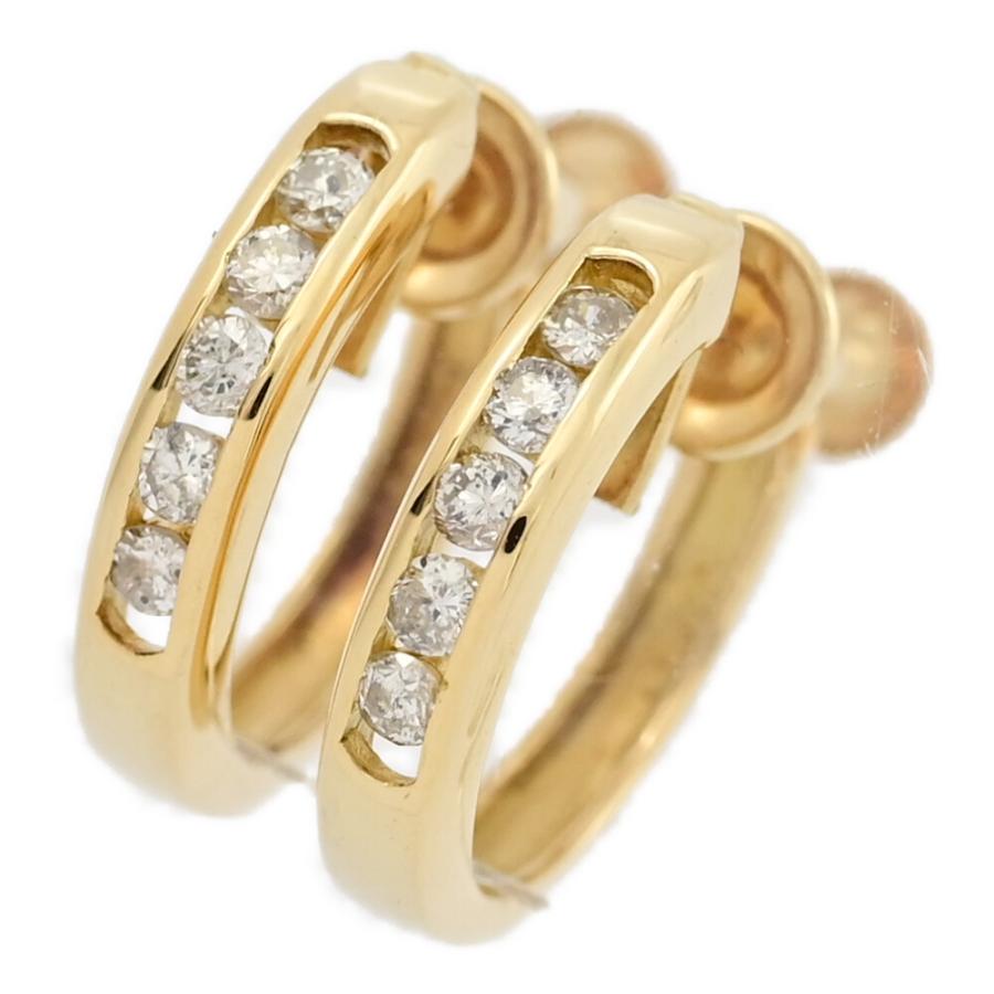 0.1ct/FD:0.1ct/フープ ループ ダイヤモンド イヤリング/K18YG/750-2.6g/イエローゴールド/プレゼント/記念日/h250513/556699 : リファスタ ...