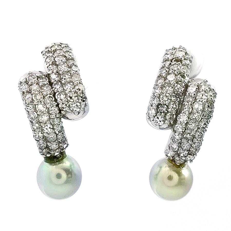 【中古】ナチュラルブルー・ペアスタッド 2P・真珠（パール）ピアス/K14WG/585-3.5g/PA0.5ct/FD:0.5ct/ホワイトゴールド /h230320/478580 ...