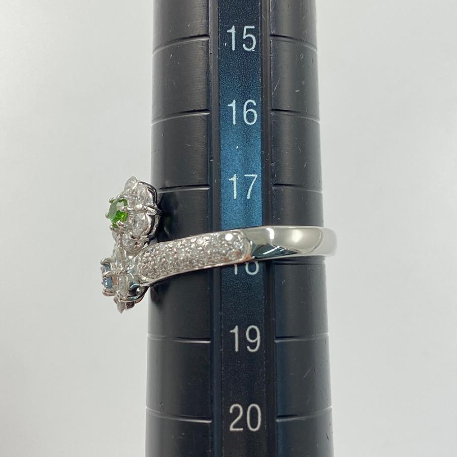 フラワーモチーフ・アレキサンドライト デマントイドガーネット・ダイヤリング・指輪/Pt900-7.0g/AL0.14ct/FD:1ct/18号/#58/h221027/462930 : リ ...