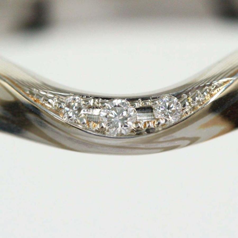 杢目金屋 V字 3P ダイヤモンドリング マーブル 指輪/Pt900 Sv925 K18/750コンビ-3.1g/0.02ct/7号/#47/MOKUMEGANEYA 翌日配送可/RF4 ...