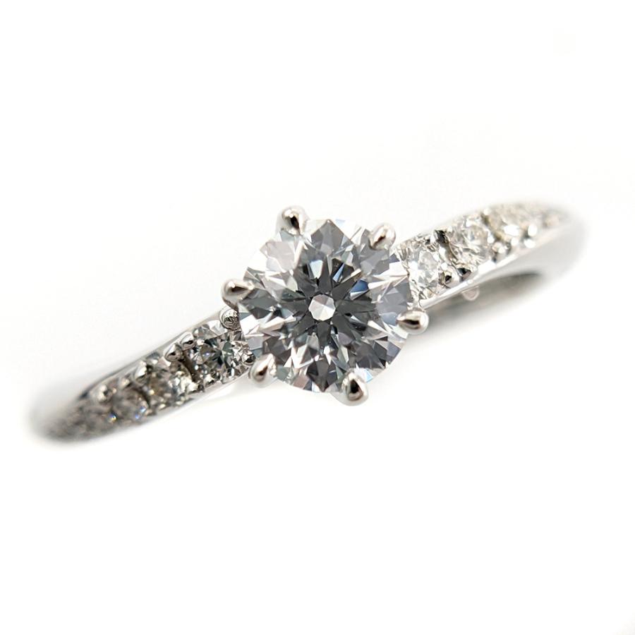 銀座ダイヤモンドシライシ 12P・ダイヤモンドリング・指輪/Pt950-3.5g/0.340ct/FD:0.098ct/6号/#46/Ginza Diamond Shiraishi ...