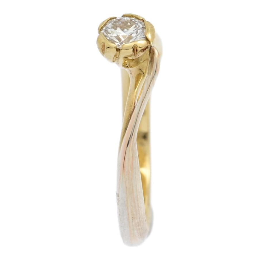 杢目金屋 MOKUMEGANEYA ダイヤモンドリング 0.225ct Sv925×K18 750 コンビ 3.2g 7号 #47 シルバー×ゴールド 結婚指輪 翌日配送可/h240620 ...