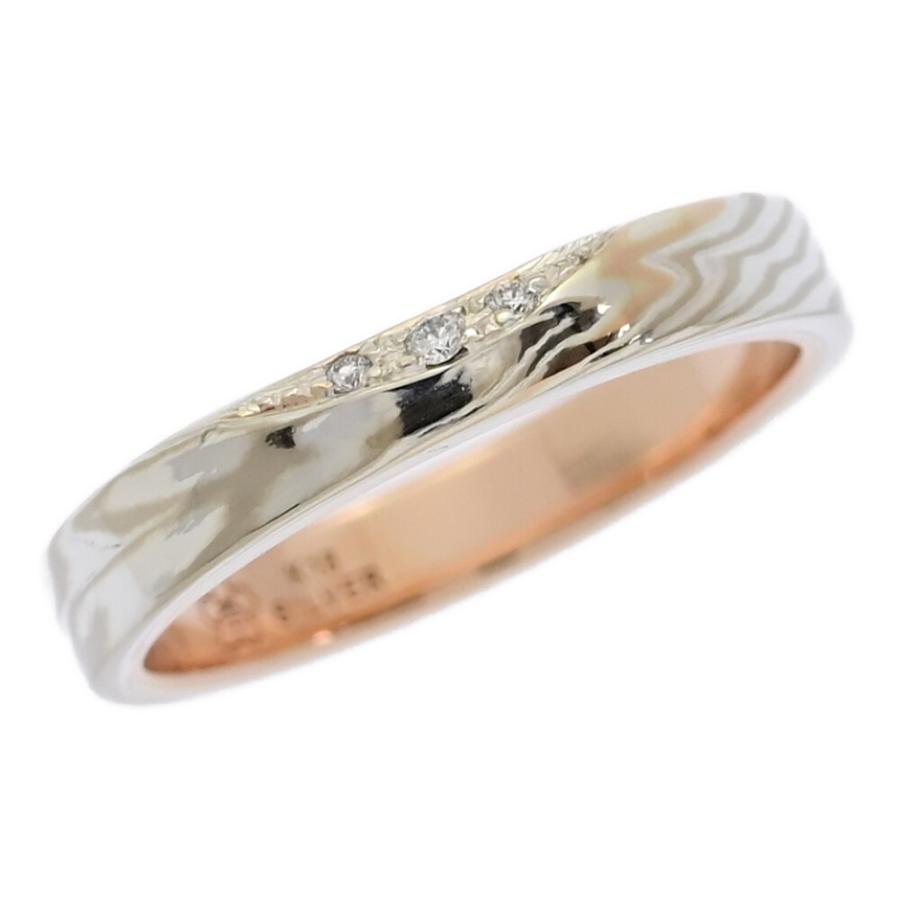 MOKUMEGANEYA 杢目金屋 3P ダイヤモンド リング 指輪/Sv925×K18/750コンビ-3.5g/11号/#51/シルバー×ゴールド/プレゼント/B4/h240829 ...