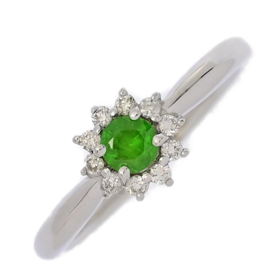 GA0.27ct/FD:0.1ct/デマントイドガーネット・ガーネット・ダイヤモンド リング・指輪/K18WG/750-3.1g/14号/#54/プレゼント/h250206/546555 ...