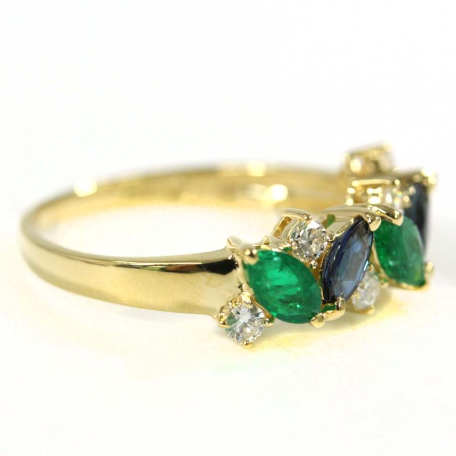 エメラルド×サファイア・マルチストーン・ダイヤモンドリング・指輪/K18YG/750-2.2g/MS0.84ct/FD:0.25ct/11号/#51/485340 : リファスタ・Yahoo ...