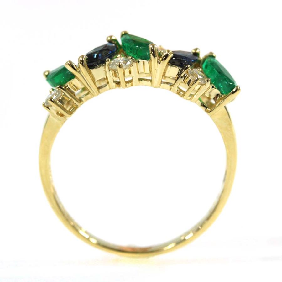 エメラルド×サファイア・マルチストーン・ダイヤモンドリング・指輪/K18YG/750-2.2g/MS0.84ct/FD:0.25ct/11号/#51/485340 : リファスタ・Yahoo ...