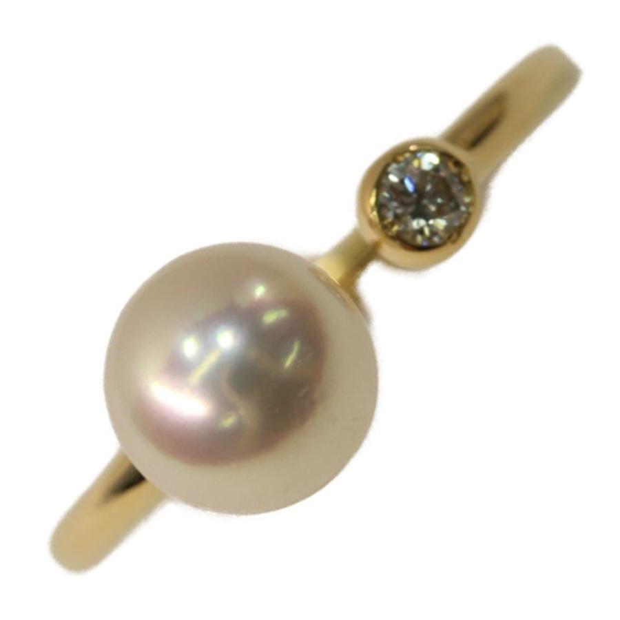 2P・アコヤ真珠/Japan Pearl/ダイヤモンドリング・指輪/K18YG/750-2.4g/FD:0.05ct/12号/#52/Φ7.2mm/イエローゴールド/ホワイト /h230726 ...