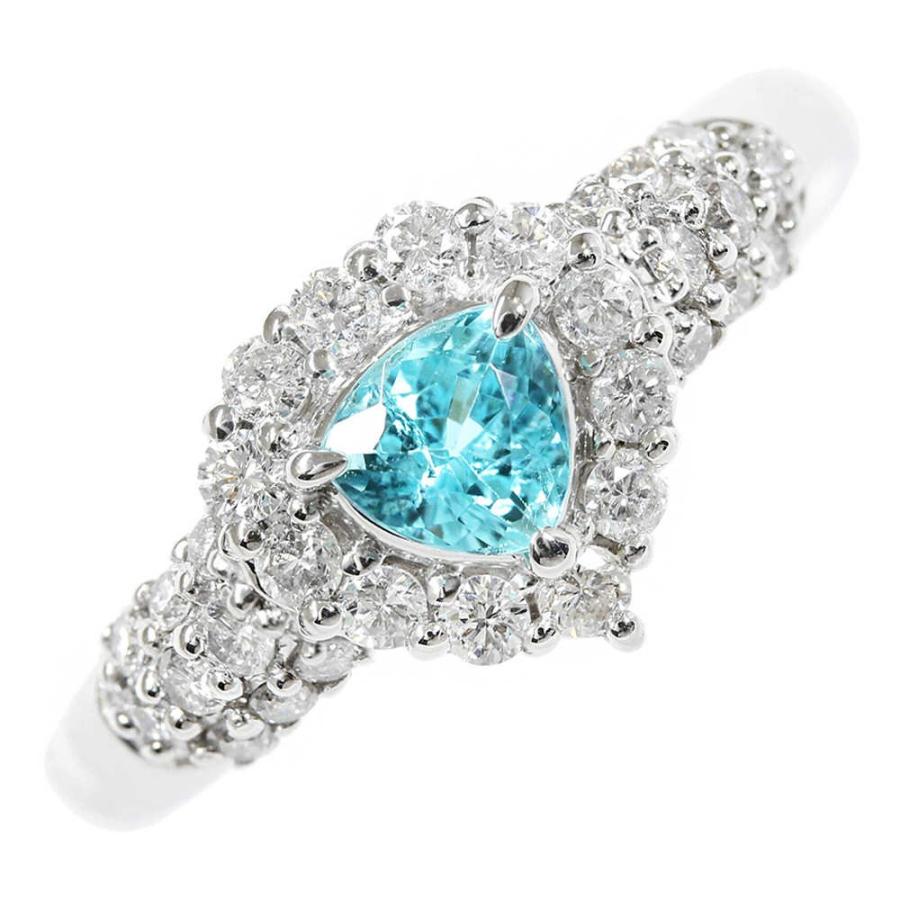 トリリアントシェイプ・パライバトルマリン・ダイヤモンドリング・指輪/Pt900-5.5g/PT0.43ct/FD:0.54ct/RF3/16号/#56/h191023/311737 ...