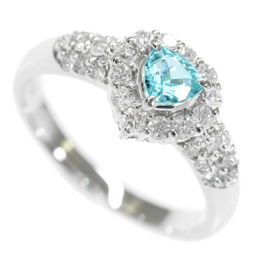 トリリアントシェイプ・パライバトルマリン・ダイヤモンドリング・指輪/Pt900-5.5g/PT0.43ct/FD:0.54ct/RF3/16号/#56/h191023/311737 ...