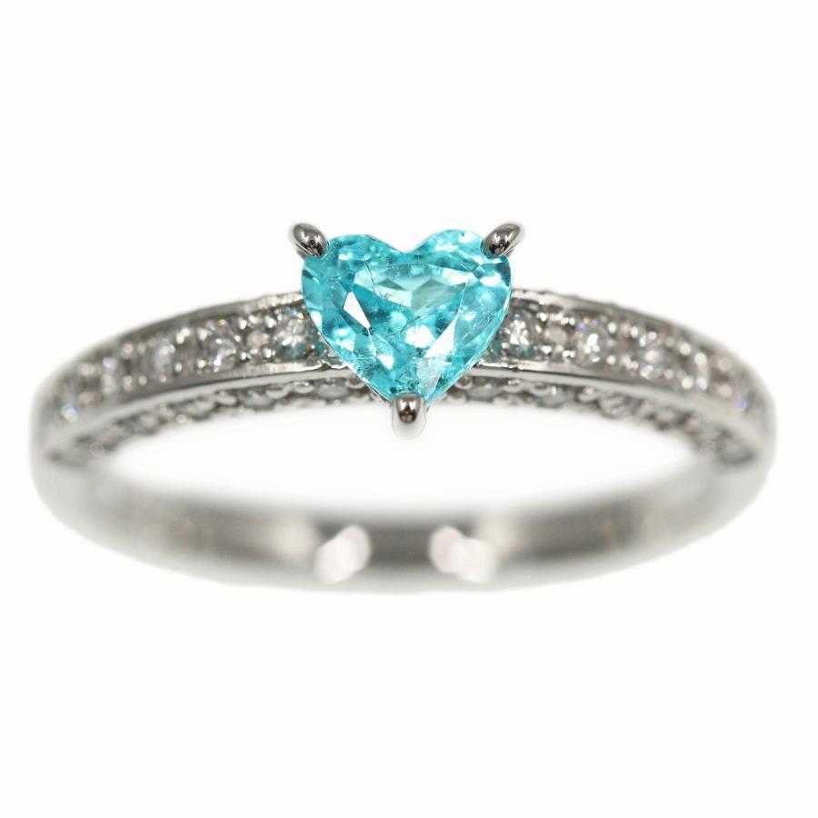 ハーフエタニティ・パライバトルマリン・ダイヤモンドリング・指輪・天然/Pt900-3.8g/PT0.46ct/FD:0.26ct/鑑別付/13.5号/#53.5/h200612/343696 ...