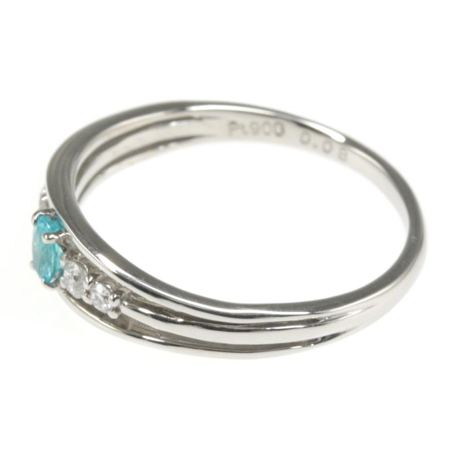 5P・パライバトルマリン・ダイヤモンドリング・指輪/Pt900 0.08ct/0.07ct/中央宝石研究所宝石ソーティング/9号/#49/プラチナ /h220121/420323 : リファス ...