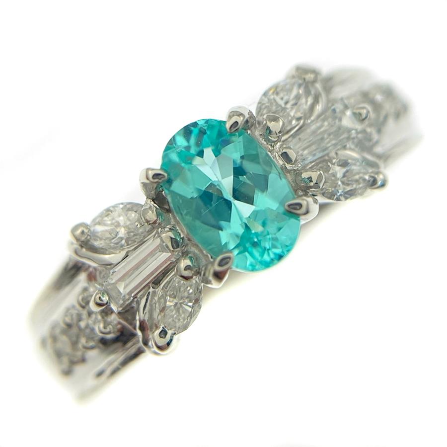 パライバトルマリン・ダイヤモンドリング・指輪/Pt900-6.2g/PT0.47ct/FD:0.36ct/11号/#51/プラチナカラー 翌日配送可/h221022/462720 : リファス ...