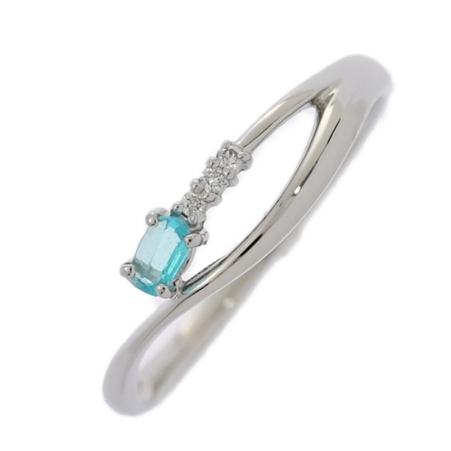 PT0.05ct/FD:0.02ct/シンプルライン・パライバトルマリン・ダイヤモンド リング・指輪/Pt900-2.0g/11.5号/#51.5/プラチナ/h250130/544951 ...