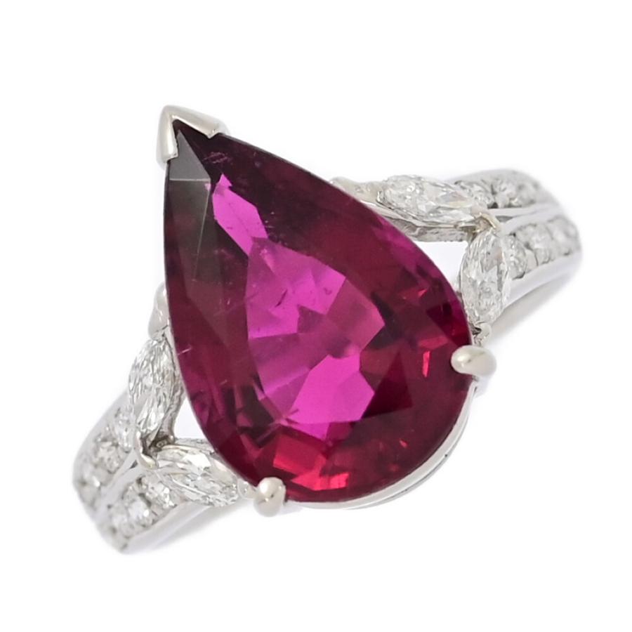 RB4.62ct/FD:0.37ct/10月誕生石・大粒 ルベライト・レッドトルマリン ダイヤモンド リング・指輪/Pt900-6.1g/14号/#54/h241128/539263 ...