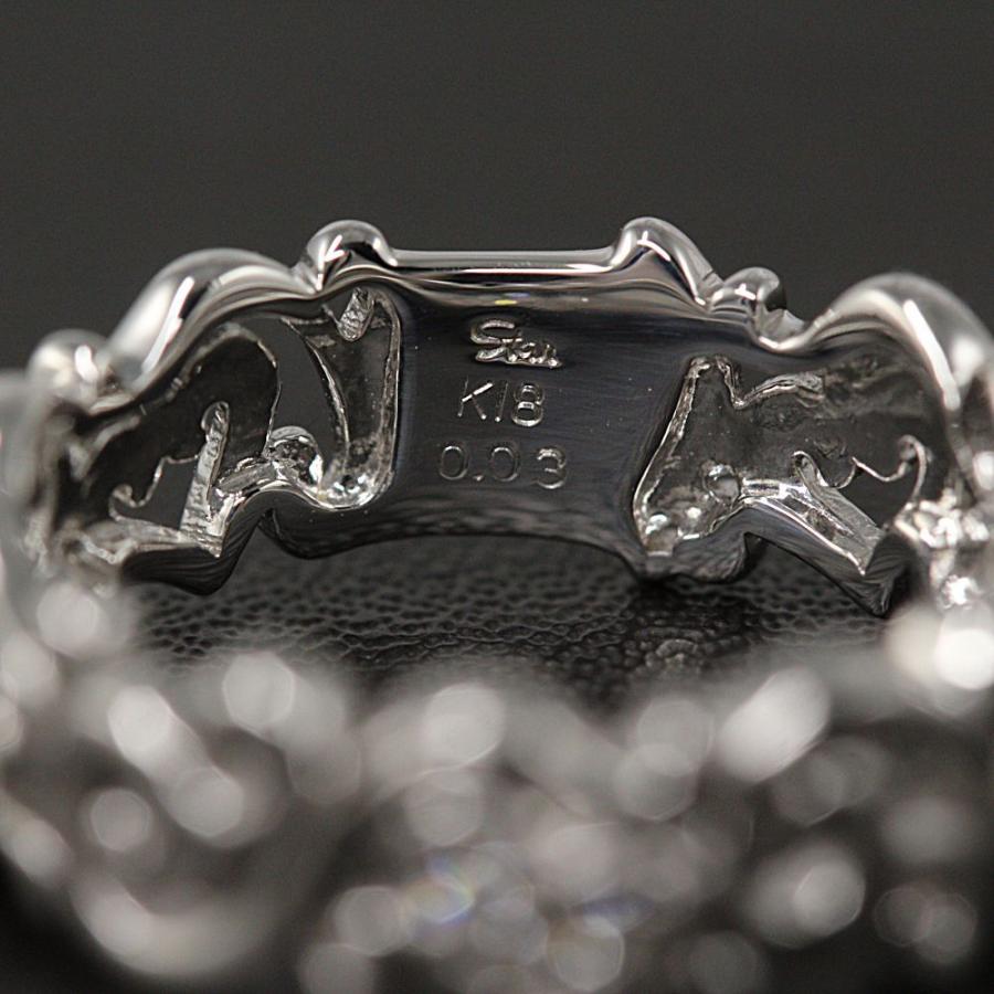 スタージュエリー ハートモチーフ 3P ダイヤモンドリング 指輪 K18WG/750-4.1g/0.03ct/9号/#49/STAR ...