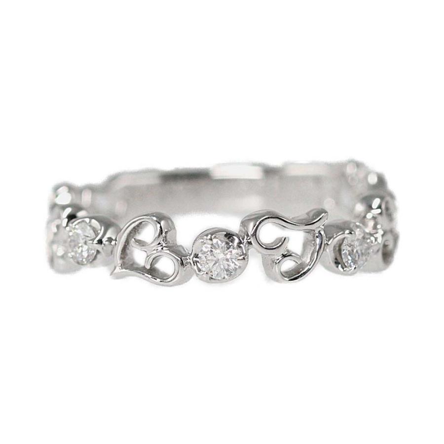 ハートモチーフ 3P ダイヤモンドリング 指輪 /K18WG/750-2.0g/0.08ct/8号/#48/ホワイトゴールド 翌日配送可 ...