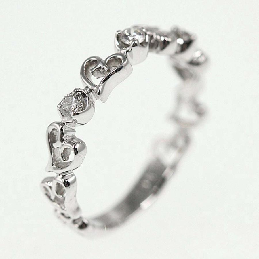 ハートモチーフ 3P ダイヤモンドリング 指輪 /K18WG/750-2.0g/0.08ct/8号/#48/ホワイトゴールド 翌日配送可 ...