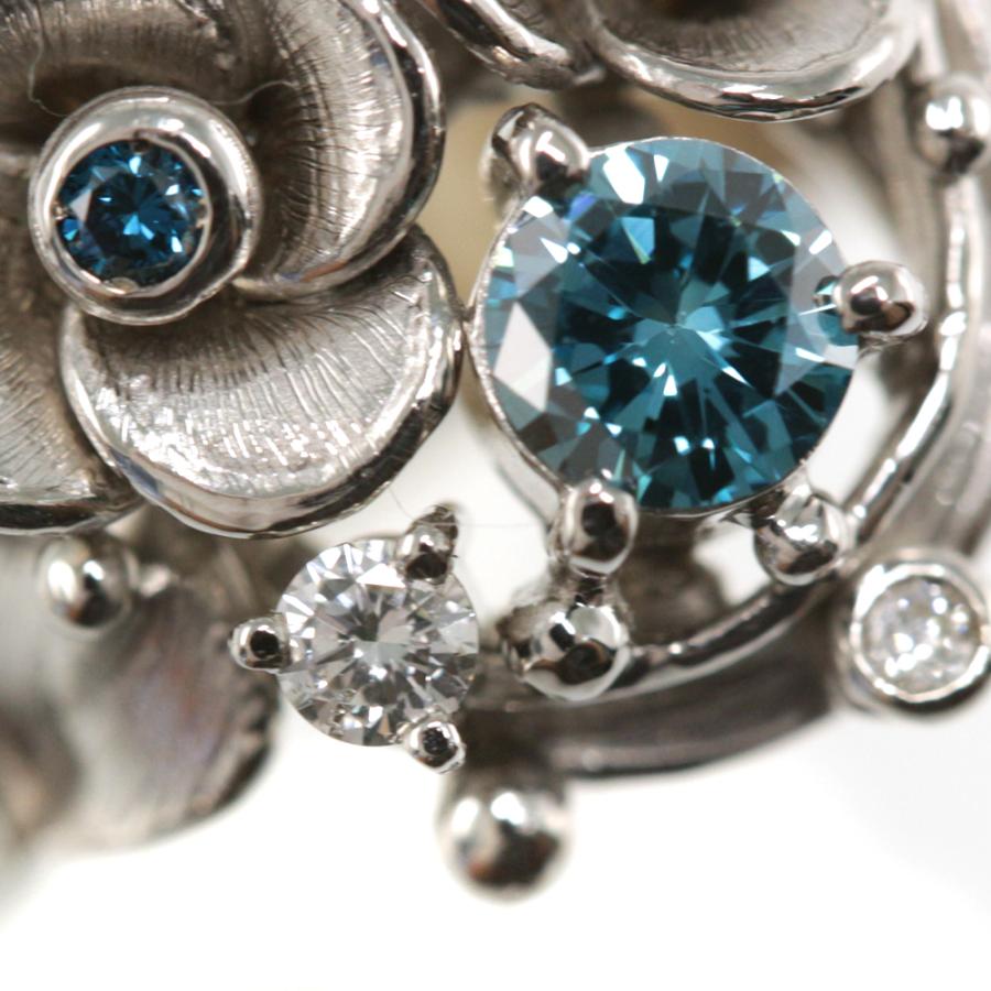 檜佐賢治アトリエ ドオール Fancy Deep Blue ローズ薔薇 ダイヤモンドリング指輪/K18WG/750-8.3g/FD:0 ...