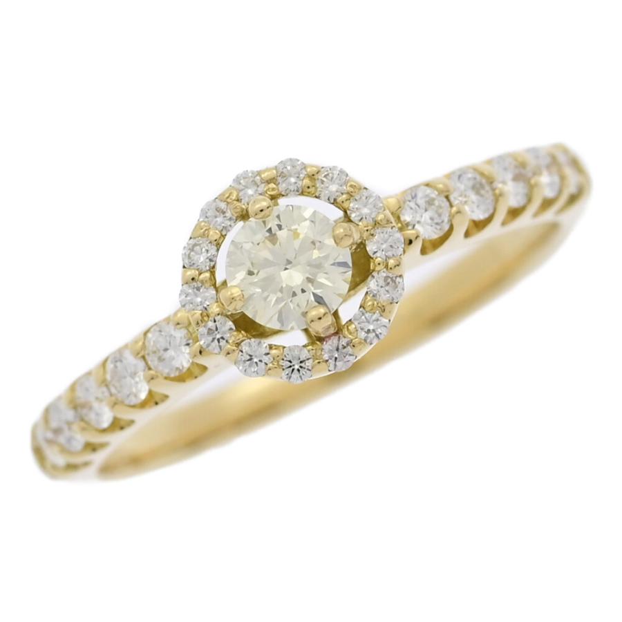 取り巻きセッティング・ハーフエタニティ 1P・ダイヤモンドリング/0.195ct/K18YG/750-2.8g/FD:0.25ct/11号/#51/B1 /h240523/516644 : リ ...