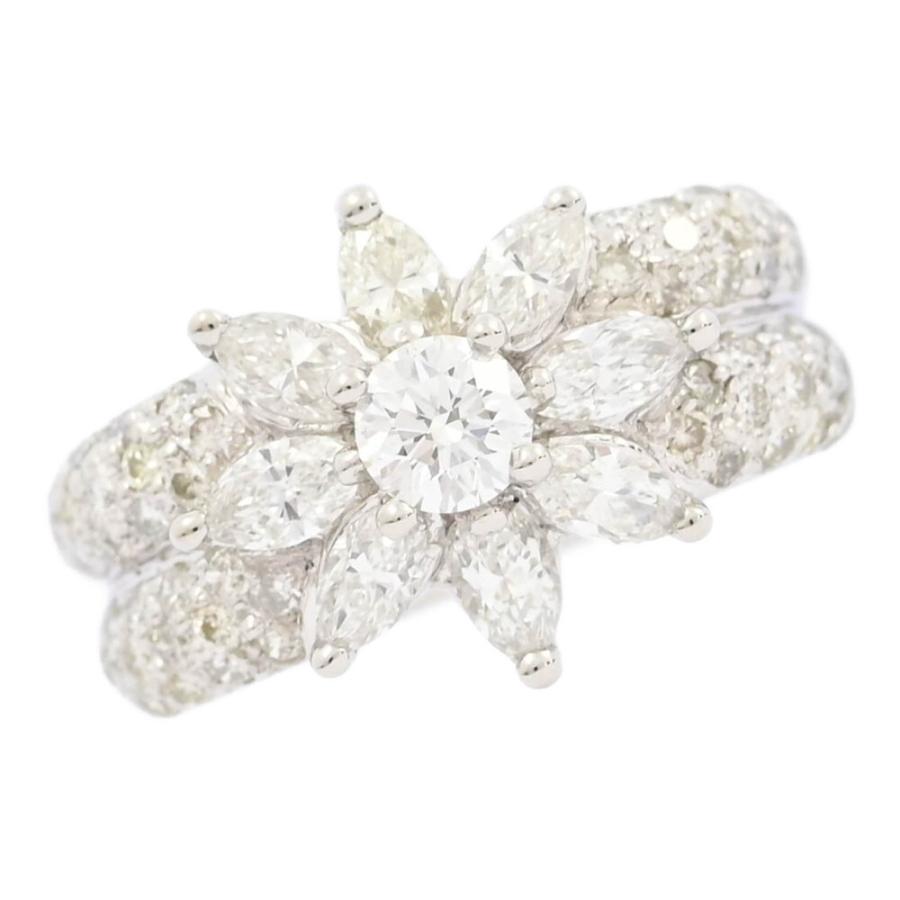 0.311ct/FD:1.55ct/フラワーモチーフ ダイヤモンドリング 指輪/Pt900-11.3g/11.5号/#51.5/プラチナ ...