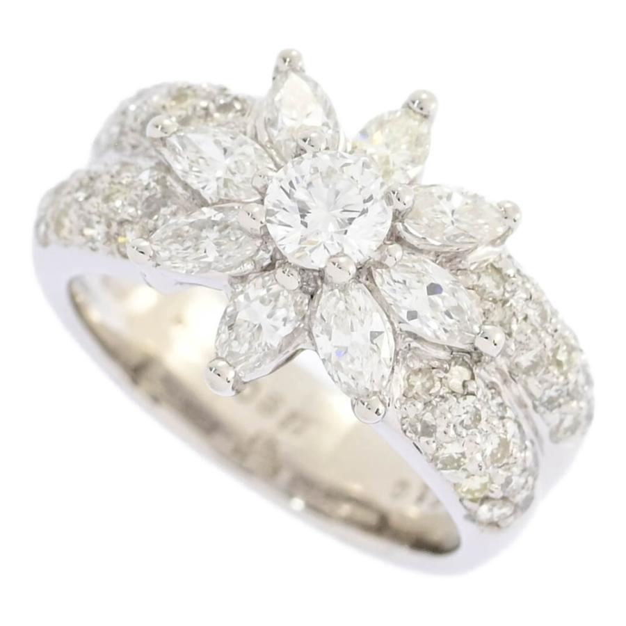 0.311ct/FD:1.55ct/フラワーモチーフ ダイヤモンドリング 指輪/Pt900-11.3g/11.5号/#51.5/プラチナ ...