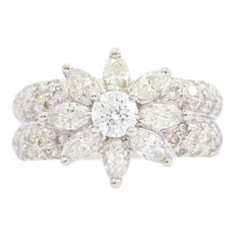 0.311ct/FD:1.55ct/フラワーモチーフ ダイヤモンドリング 指輪/Pt900-11.3g/11.5号/#51.5/プラチナ ...