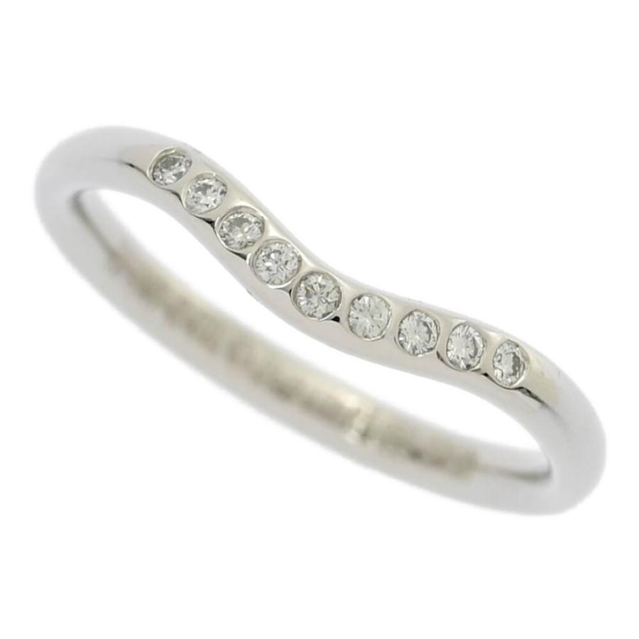 TIFFANY&Co. TIFFANY ＆ Co. ティファニー エルサペレッティ カーブド バンド 9P ダイヤモンド リング 指輪/Pt950-3.1g/9.5号/#49.5 ...