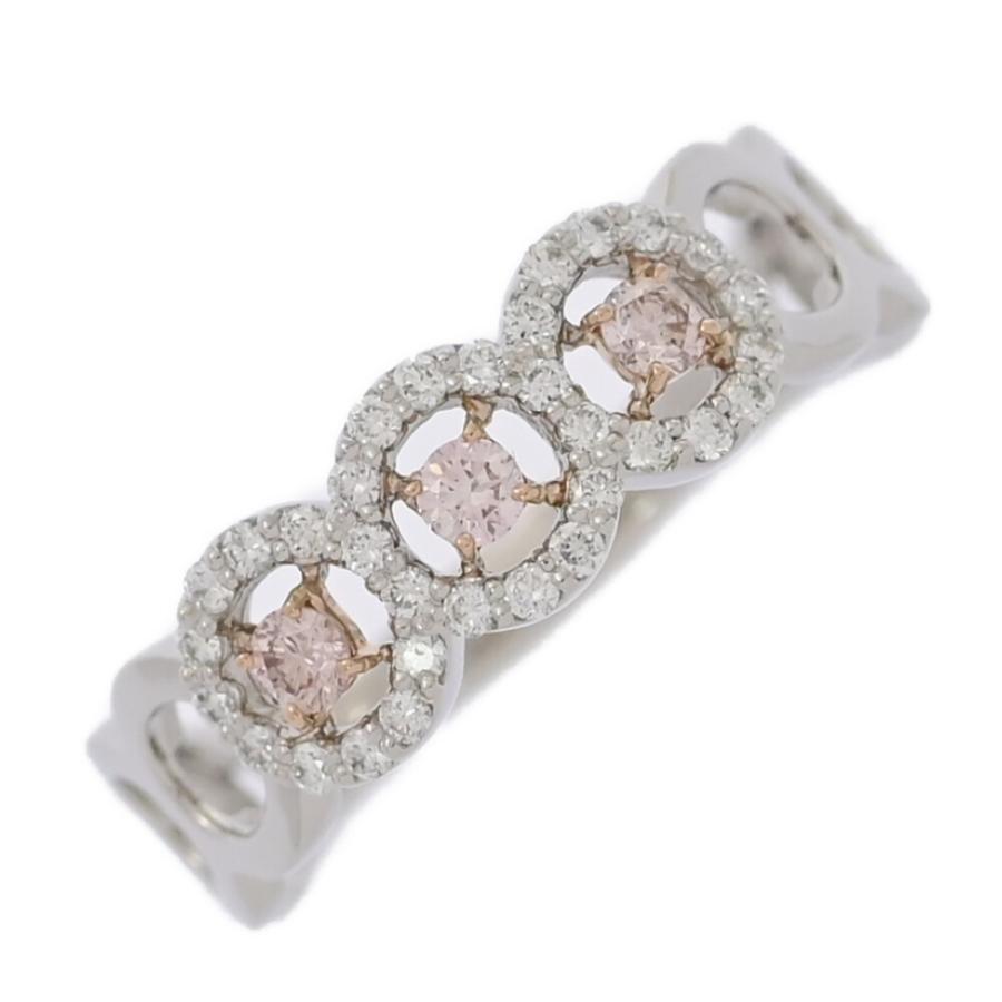 0.161ct/FD:0.22ct/ 3P・ピンクダイヤモンド・ダイヤモンドリング・指輪/K18/750×Pt950コンビ-Pメイン-4.5g ...