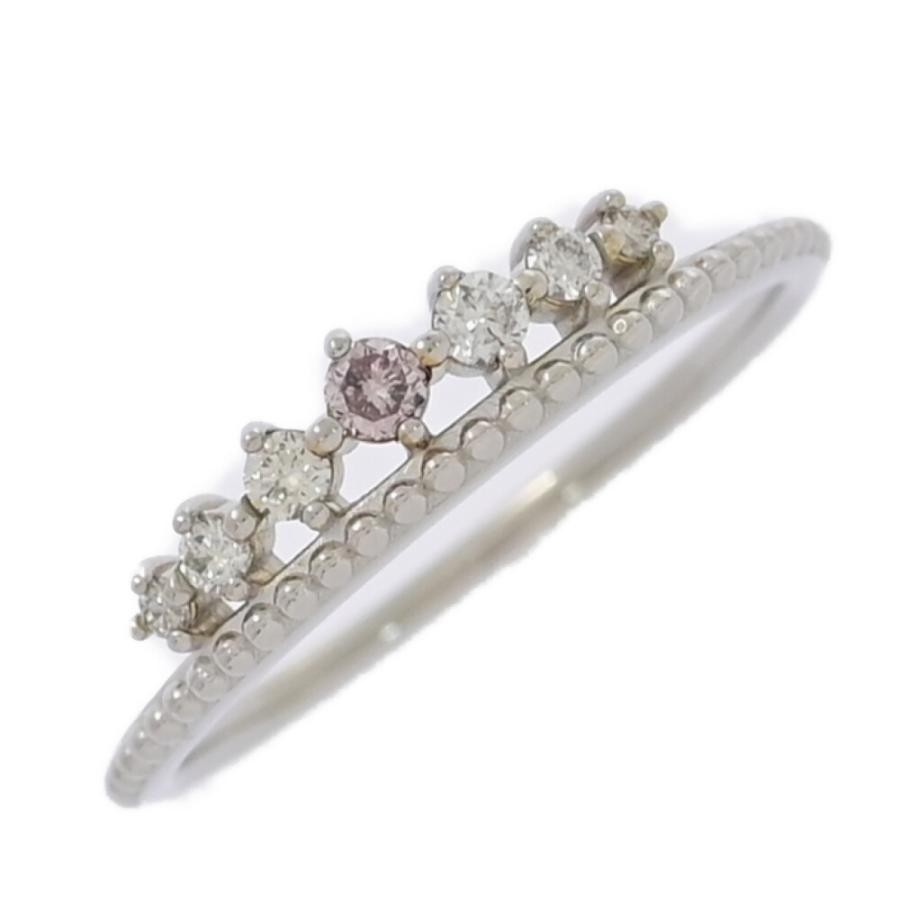 0.049ct/FD:0.12ct/クラウンモチーフ/王冠・1P・ピンクダイヤモンド・ダイヤモンドリング・指輪/Pt900-2.4g/13号 ...