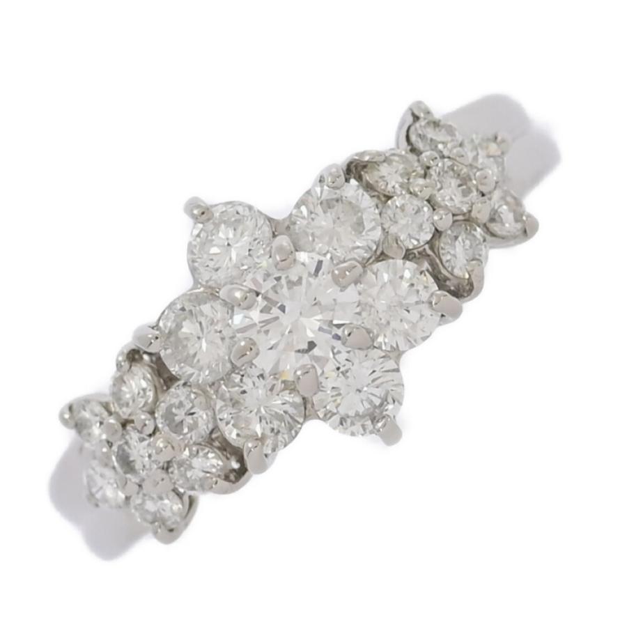 0.223ct/FD:0.8ct/フラワーモチーフ ダイヤモンド リング・指輪/Pt900-4.6g/14号/#54/プラチナ/プレゼント ...