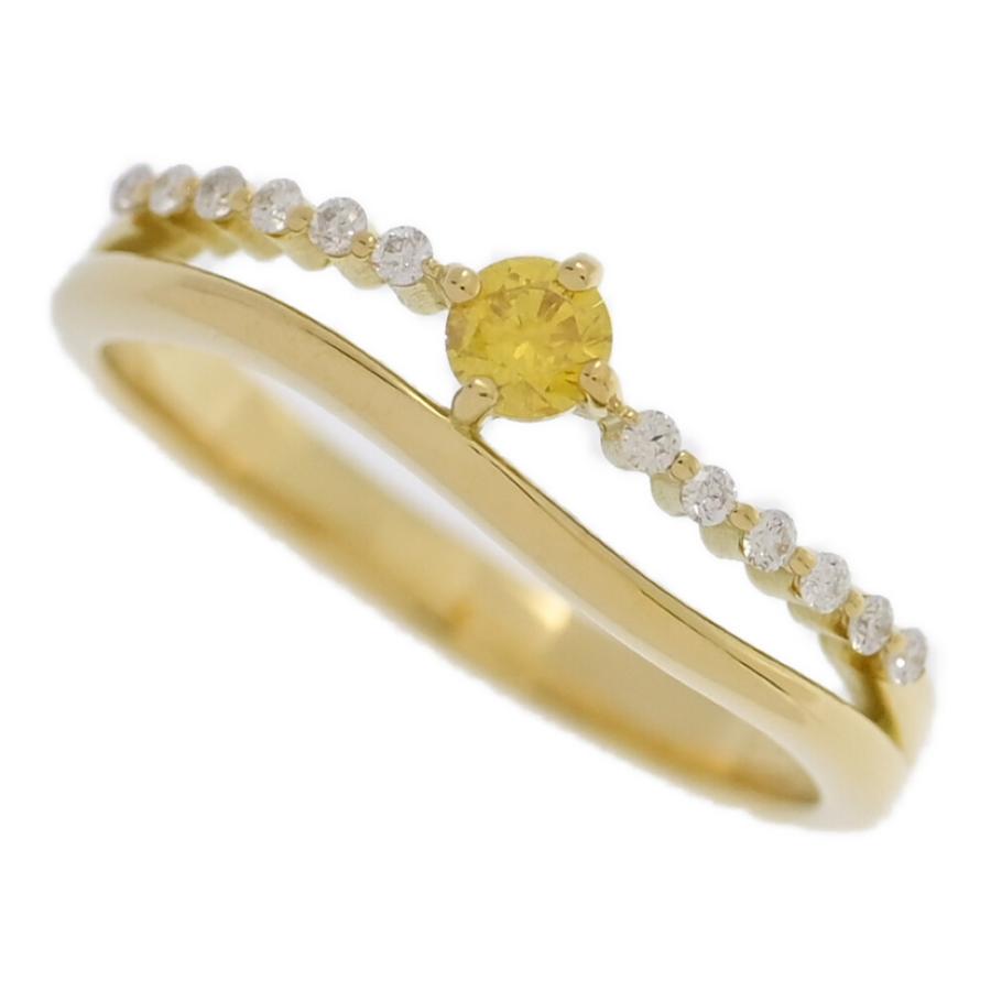 0.09ct/FD:0.06ct/Fancy Intens Orangey Yellow イエローダイヤモンド リング・指輪/K18YG/750-2.8g/11号/#51/イエローゴールド ...