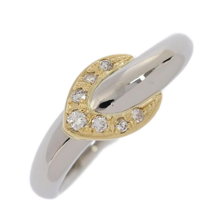 CELINE 0.08ct/CELINE セリーヌ ベルトモチーフ・ダイヤモンド リング・指輪/K18/750×Pt900コンビ-4.5g/12号/#52/プレゼント/記念日/h250409 ...
