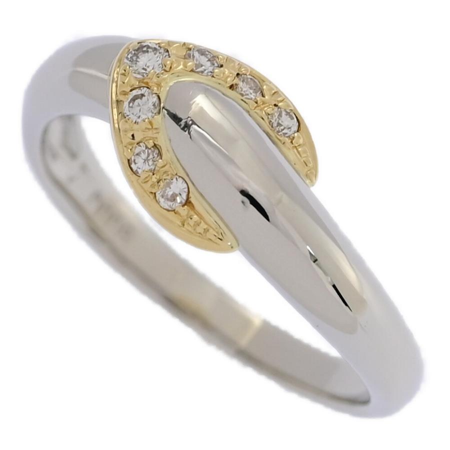 CELINE 0.08ct/CELINE セリーヌ ベルトモチーフ・ダイヤモンド リング・指輪/K18/750×Pt900コンビ-4.5g/12号/#52/プレゼント/記念日/h250409 ...