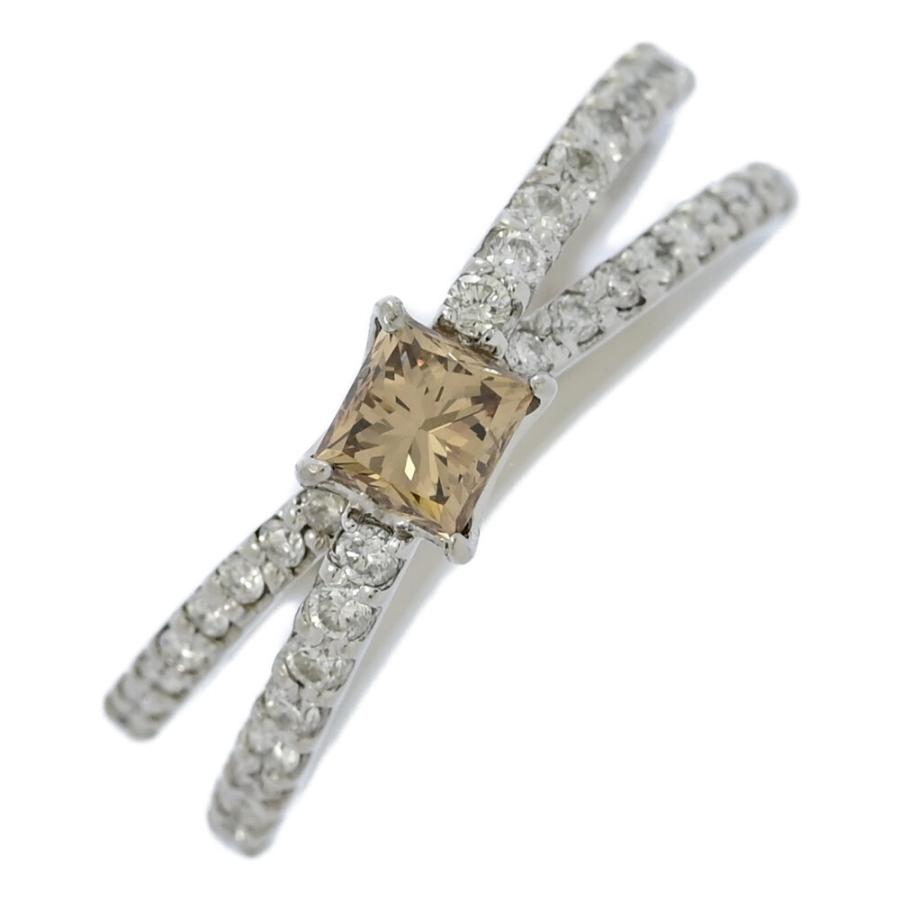 0.4ct/FD:0.287ct/クロスモチーフ・ブラウンダイヤ・ダイヤモンドリング・指輪/Pt900-4.5g/12.5号/#52.5/プラチナ/プレゼント/h250422/554466 ...
