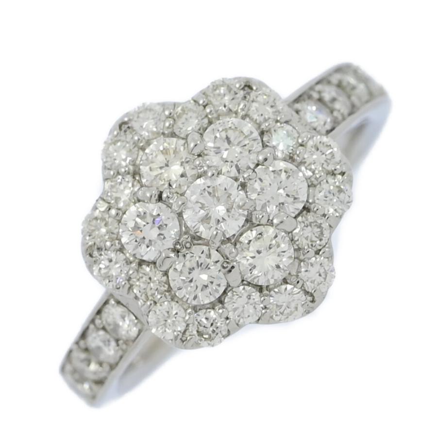 0.9ct/フラワーモチーフ・ダイヤモンド リング・指輪/Pt900-3.4g/8.5号/#48.5/プラチナ/プレゼント/記念日/贈り物 ...