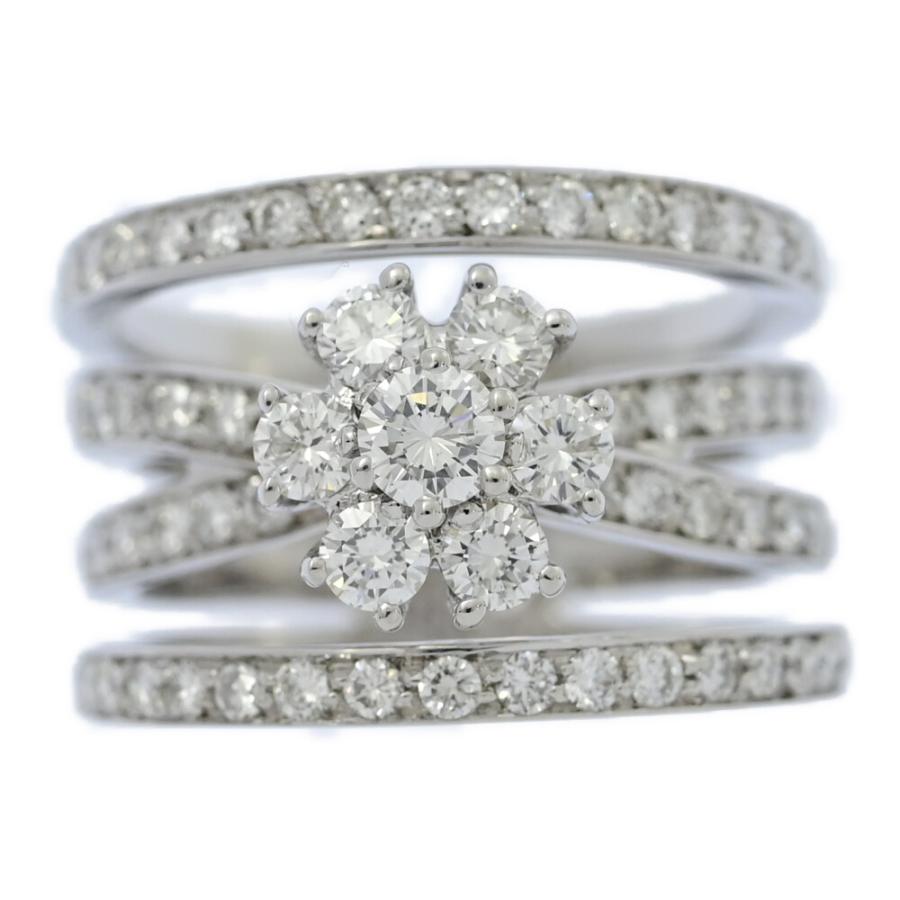 Ponte Vecchio 1.66ct/Ponte ポンテヴェキオ 79P・フラワーモチーフ ダイヤモンドリング・指輪/WG/750-10.4g/12号/#52/プレゼント/h250626 ...