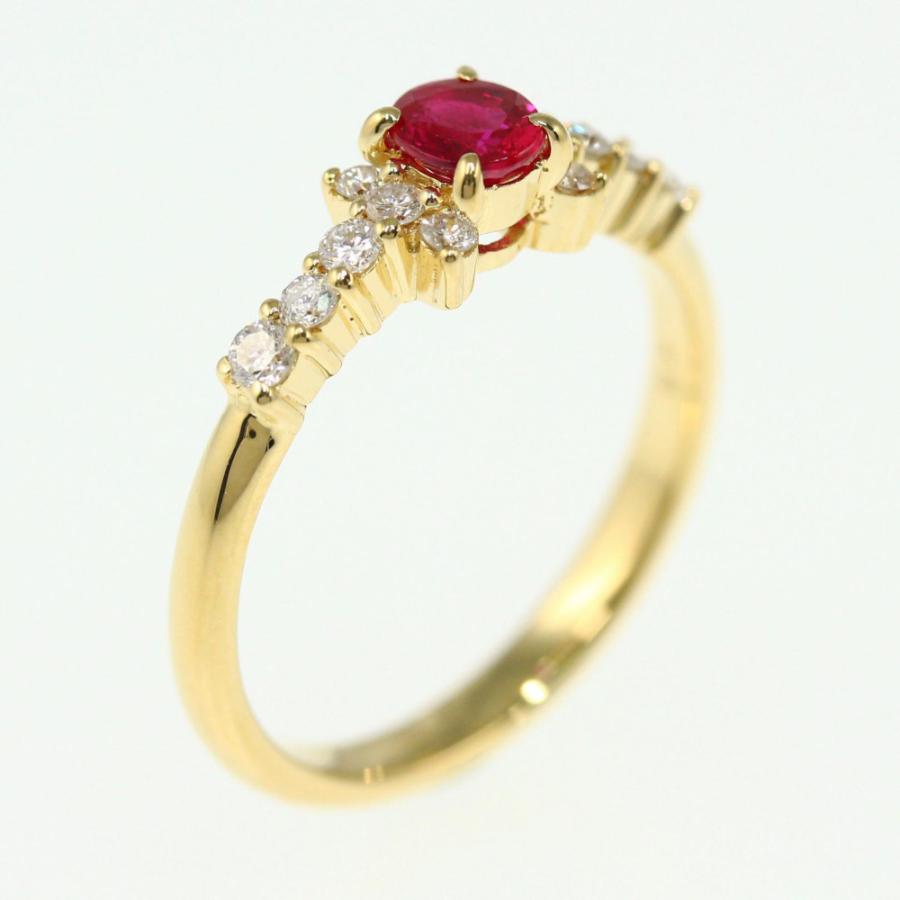 クォーターエタニティセッティング 1P ルビー ダイヤモンドリング 指輪/K18YG/750-2.4g/RU0.26ct/FD:0.17ct/8号/#48 /RF5/h210324 ...