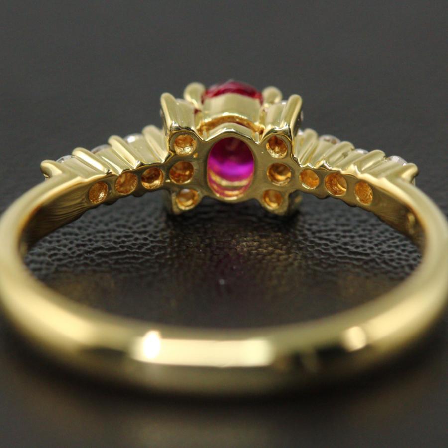 クォーターエタニティセッティング 1P ルビー ダイヤモンドリング 指輪/K18YG/750-2.4g/RU0.26ct/FD:0.17ct/8号/#48 /RF5/h210324 ...