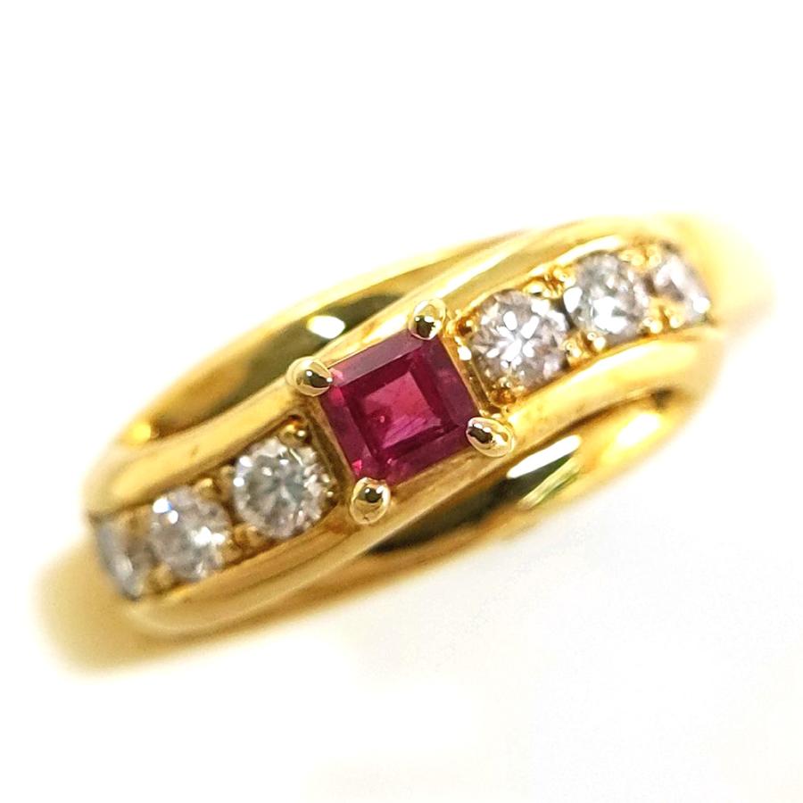 POLA ポーラ 7P・ルビー・ダイヤモンドリング・指輪/K18YG/750-5g/RU0.11ct/FD:0.18ct/12号/#52/イエローゴールド/POLA 翌日配送可/h230217 ...