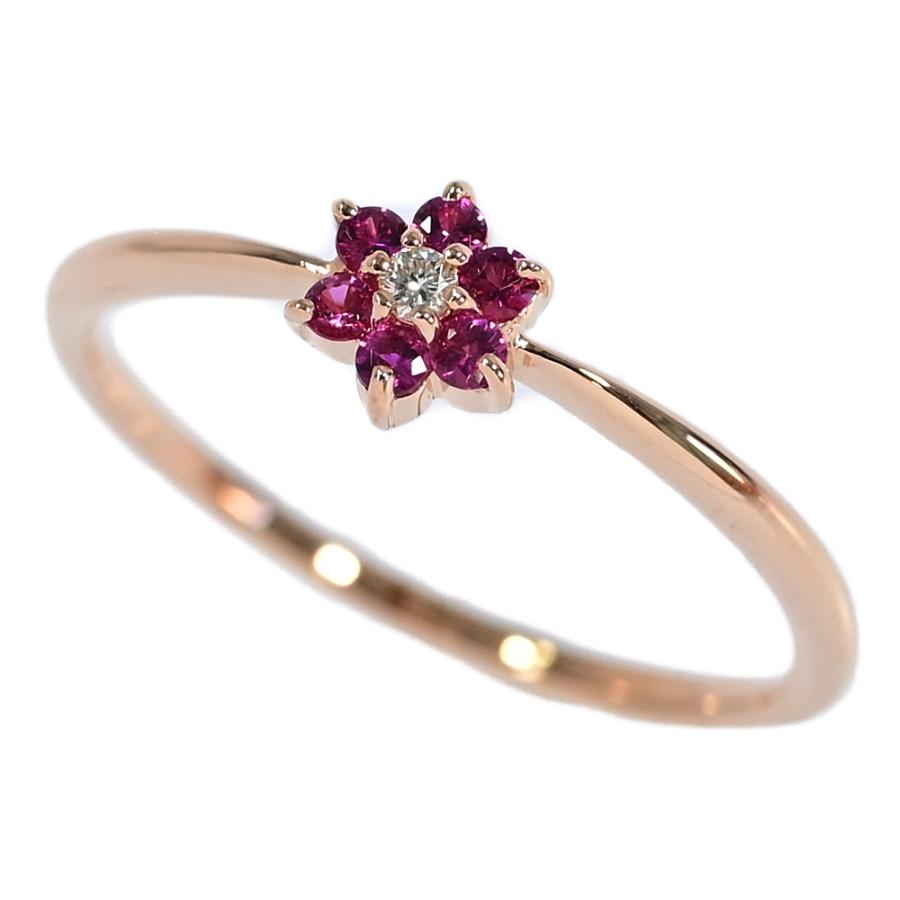 フラワーモチーフ・7月 誕生石 6P・ルビー・ダイヤモンドリング/K10PG/416-0.9g/RU0.06ct/D:0.01ct/10号/#50/ピンクゴールド/h231026/498196 ...