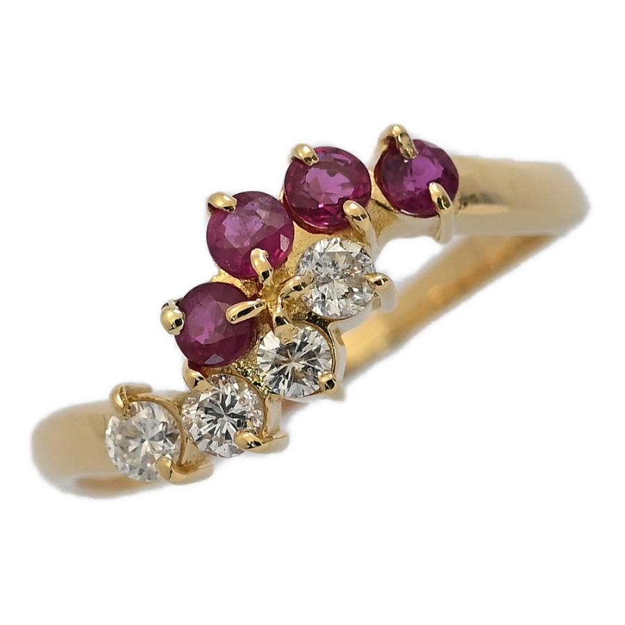 7月 誕生石 4P・ルビー・ダイヤモンドリング・指輪/K18YG/750-2.4g/RU0.43ct/FD:0.22ct/14.5号/#54.5/翌日配送可/h231227/504935 ...