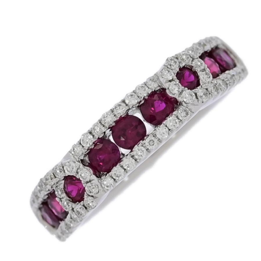 RU0.73ct/FD:0.27ct/9月誕生石・ルビー・ダイヤモンド リング・指輪/K18WG/750-4.3g/13号/#53/ホワイト ...