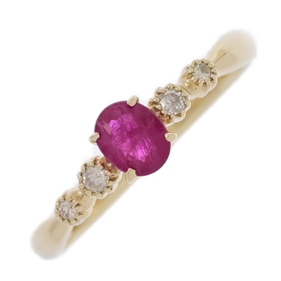 RU0.41ct/ルビー・ダイヤモンド リング・指輪/K10YG/416-1.4g/13号/#53/イエローゴールド/プレゼント/記念日 ...