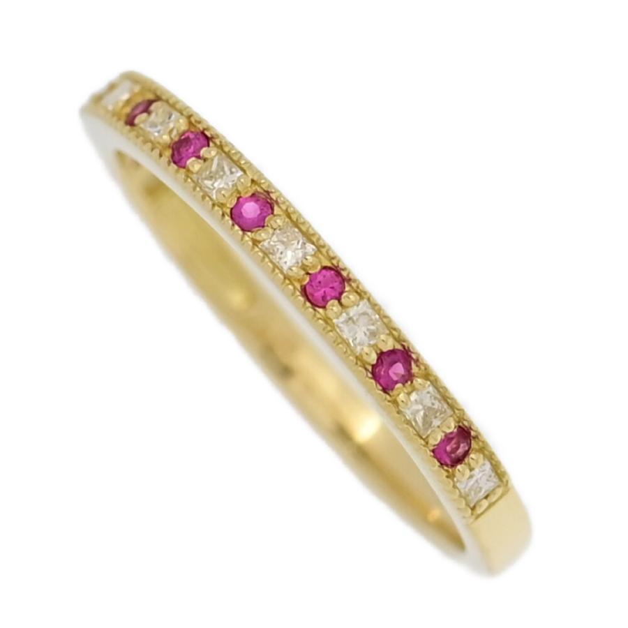 RU0.07ct/ルビー・ダイヤモンド リング・指輪/K18YG/750-1.4g/6号/#46/イエローゴールド/プレゼント/記念日 ...