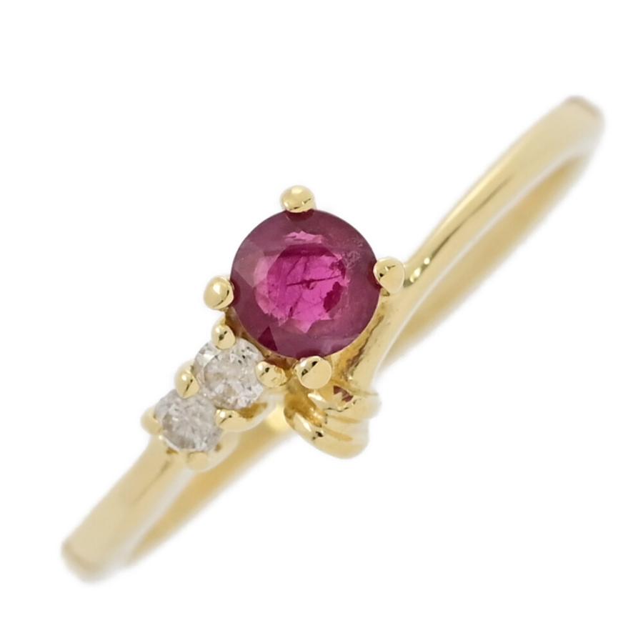 RU0.21ct/FD:0.05ct/ルビー・ダイヤモンド リング・指輪/K18YG/750-1.8g/10号/#50/イエローゴールド/プレゼント/記念日/h250513/556687 ...